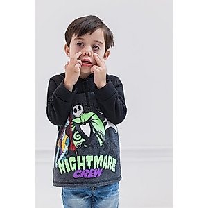 Disney Nightmare Before Christmas Sally Jack Skellington Big Boys Fleece Hoodie Black/Gray 14-16