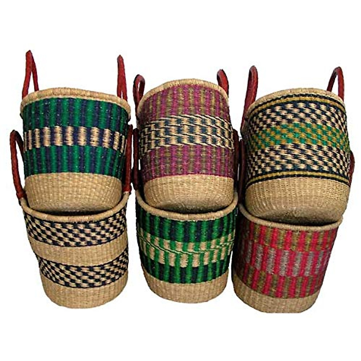Medium Ghana Bolga Basket | Picnic- Magazines| Oval Shopping Bags Meduim: 15-17" Across - Colors Vary)