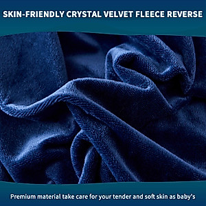 HAOK Plush Shaggy Duvet Cover Set - 5 Pieces Faux Fur Fluffy Bed Sets (1 Shaggy Duvet Cover + 2 Shaggy Pillow Shams + 2 Pillowcases), Crystal Velvet Fuzzy Comforter Cover Bedding Sets(King, Navy)