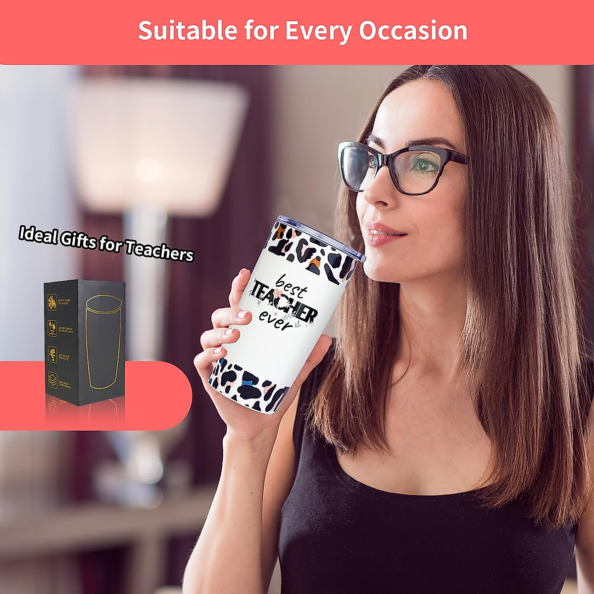 ONEHAUS Teacher Appreciation Gifts - Best 20 Oz Tumbler Teacher Gifts Ideas for Women Men- Cute Thank You Gifts for Daycare Preschool Teacher Appreciation Week