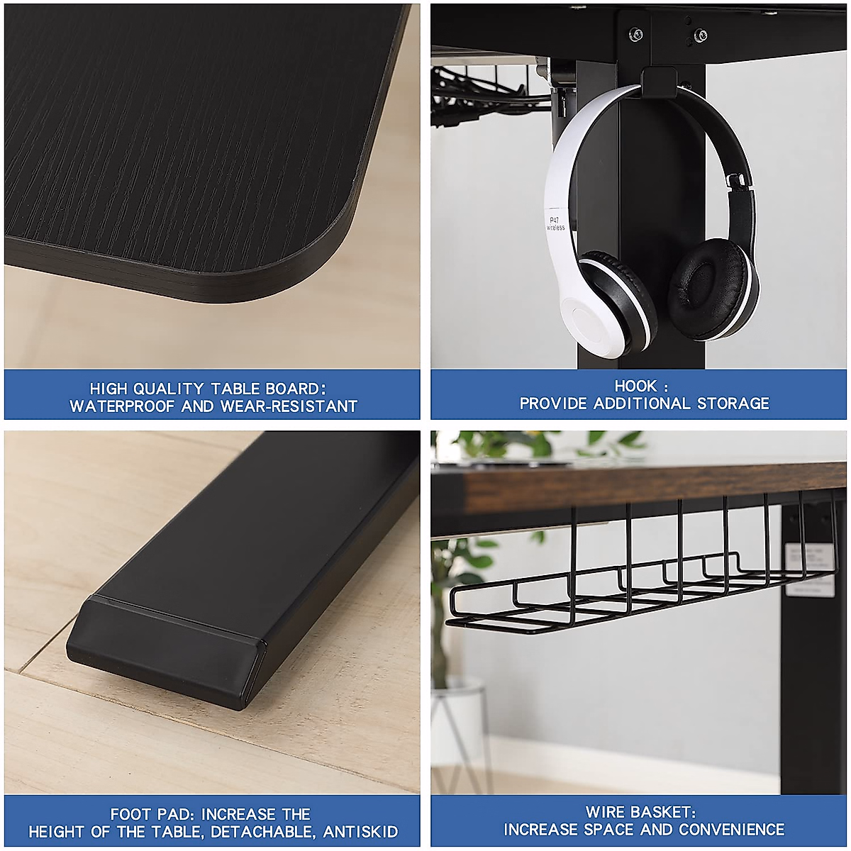 bilbil 59 Inches L-Shaped Electric Height Adjustable Standing Desk, Stand Up Home Office Desk with 4 Memory Preset Options, Double-Beam Construction, Anti-Collision Technology