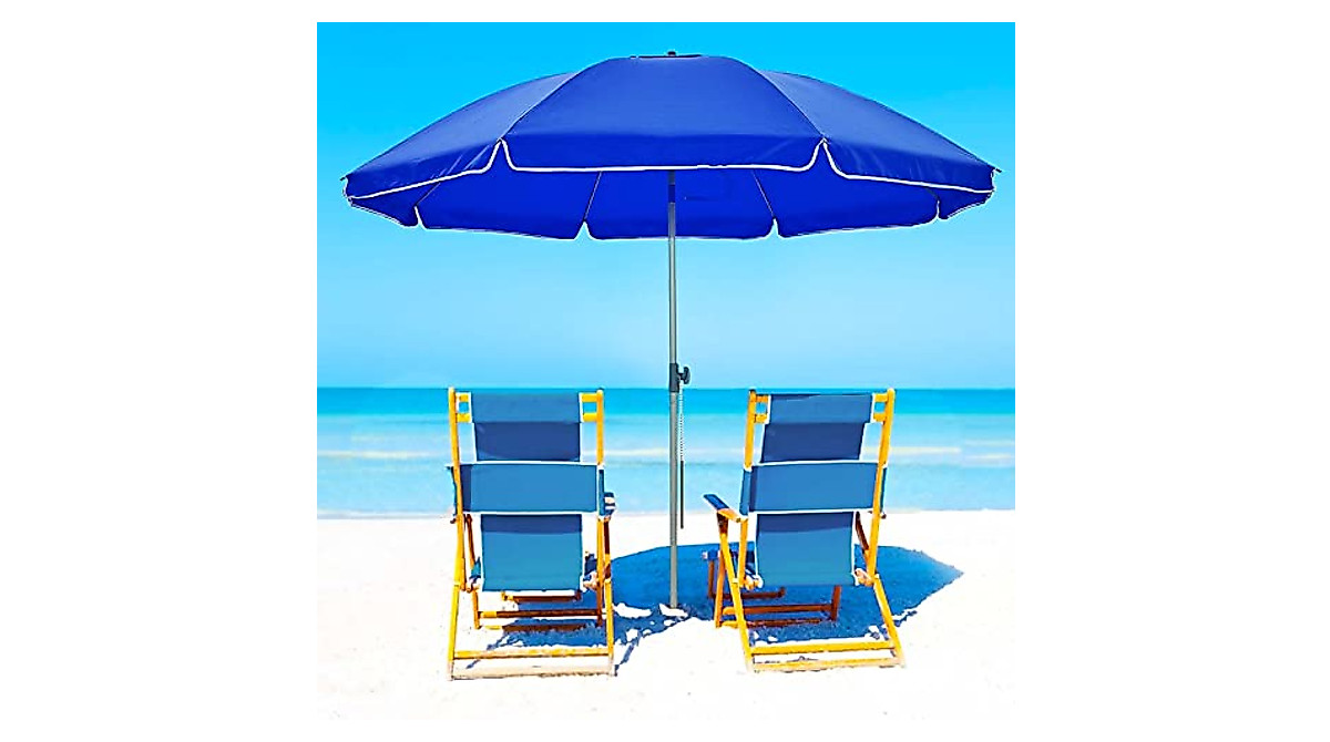 LE CONTE 7FT Beach Umbrella: UPF60+, Wind-Resistant, Portable