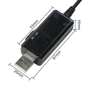 DROK USB to 9v, 5v to 12v Step Up, USB Cable DC 5V Boost to 9V 12V Voltage Converter 1A Step-up Volt Transformer Power Regulator Line with LED Display