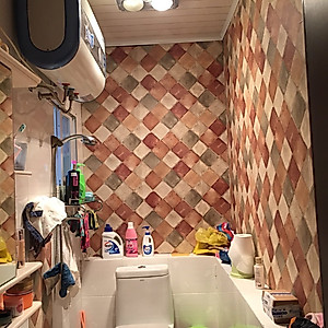 Yifely Colorful Brick Stone Shelf Drawer Liner Removable Furniture Paper Countertop Wall Sticker 17.7inch by 9.8 Feet