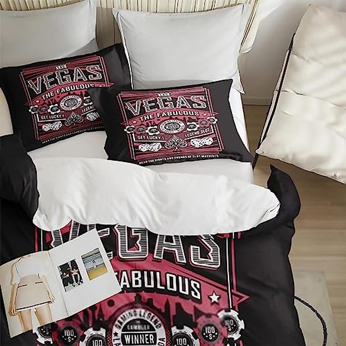 Duvet Cover Twin Size, Gaming Vintage Game City Bedding Set with Zipper Closure for Kids and Adults, Money Red America Comforter Cover with Pillow Sham for Bedroom Bed Decor