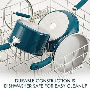 Rachael Ray Create Delicious Nonstick Cookware Pots and Pans Set, 13 Piece, Teal Shimmer