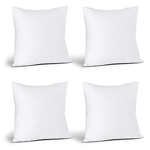 Utopia Bedding Throw Pillow Inserts (Set of 4, White), 18 x 18 Inches Pillow Inserts for Sofa, Bed and Couch Decorative Stuffer Pillows