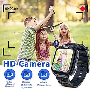 Kids Smart Watch for Boys Girls, Child Smartwatches for Kids Educational, HD Touch Screen Phone Watch Birthday Gifts for 3-14 Years Students(Black)