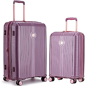 VERAGE 2 piece Luggage Sets,Expandable Hardside Suitcase with Spinner Wheels Luggage for Travel,TSA Approved (20/24-Inch,Purple)