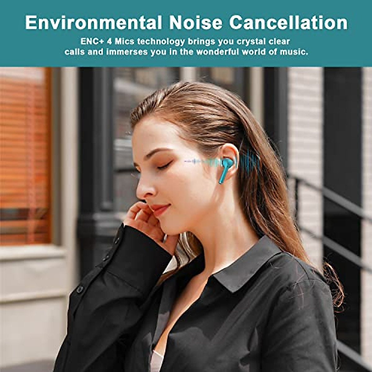 YHT [ Upgraded ] True Wireless Earbuds, Bluetooth 5.3 Wireless Earbuds with Call Noise Cancellation, 4 Mic HiFi Stereo Sound Bluetooth Headphones, 30H Playtime Earphones for Home Office, Dark Green