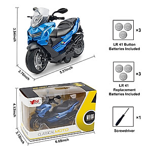 Diecast Motorcycle Model - Toy Motorcycle with Sound and Light for Kids Age 3 Year. Motorcycle Toys for Kids, Adults, and Boys (Blue)