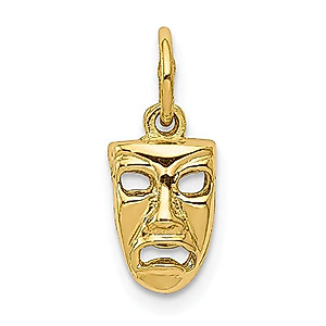 IceCarats 14K Yellow Gold Comedy Tragedy Set Necklace Charm Pendant 15mm x 11mm Only