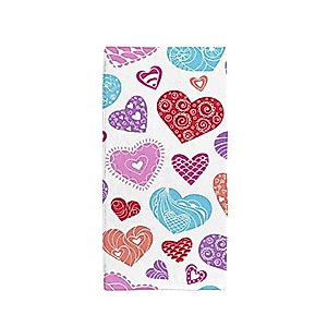 My Little Nest Doodle Boho Hearts Colorful Hand Towels Soft Bath Towel Absorbent Kitchen Fingertip Towel Quick Dry Guest Towels for Bathroom Gym Spa Hotel and Bar 30 x 15 Inch
