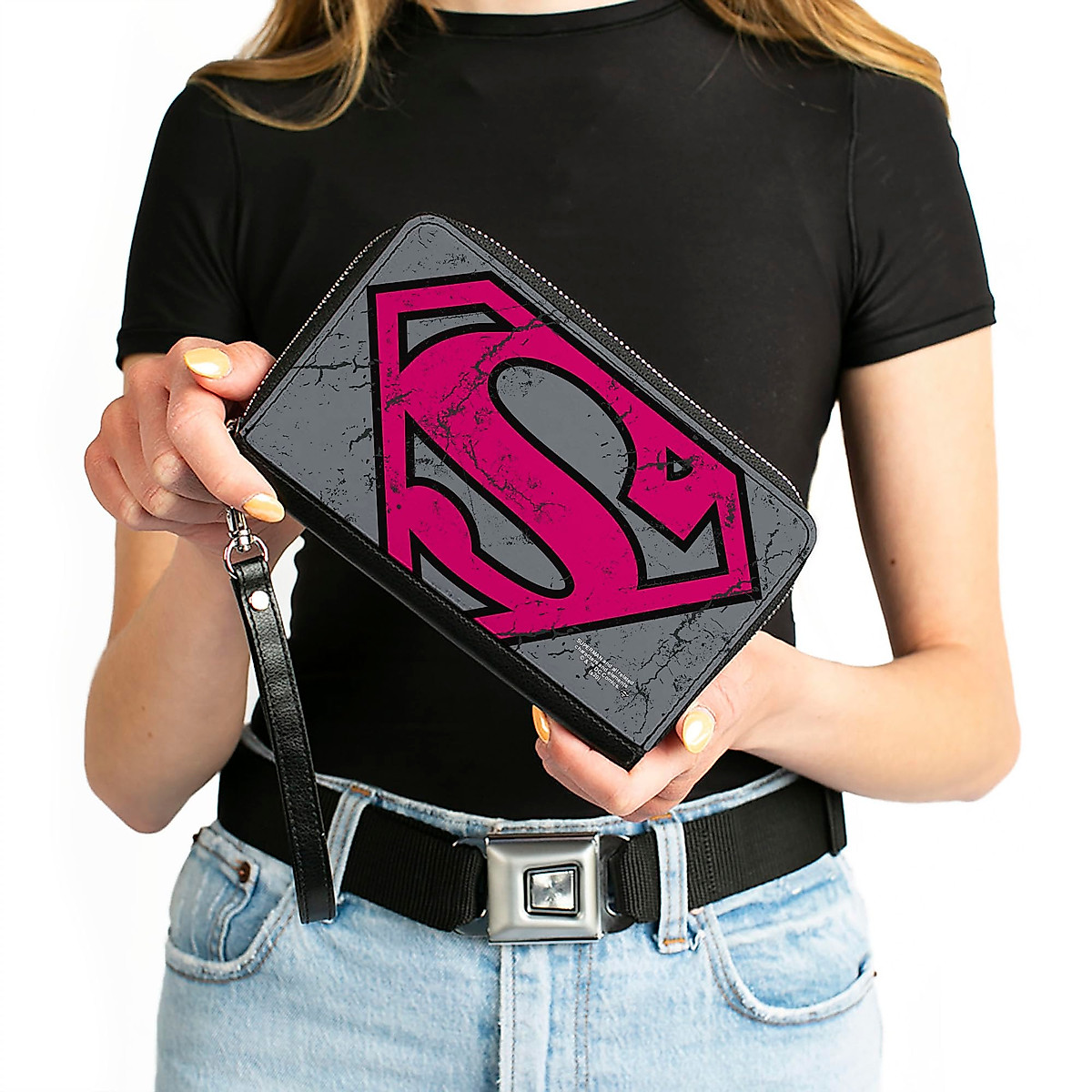 Buckle-Down Women's PU Zip Around Wallet Rectangle-Superman, 7.5"x4.5"