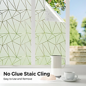 Coavas Window Privacy Film, Frosted Glass Static Cling, Decorative for Bathroom Door Covering, UV Blocking Window Cling, Non-Adhesive Vinyl Sticker, Day and Night Windows Tint for Home,17.5x78.7 inch