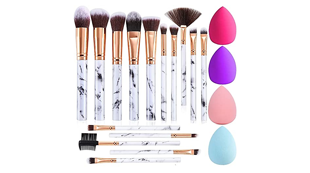 DUAIU 15PC Marble Makeup Brush Set - Premium Quality