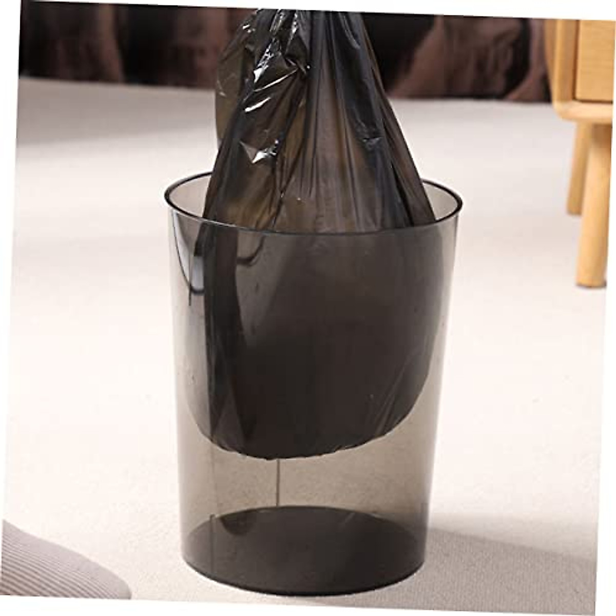 STOBOK 2pcs Decorative Kitchen Wastebasket Cans Bathroom Container Offices Paper Small Translucent Ash-bin Lidless Unique for Clear Bucket Bag Large Basket Uncovered Black Pot Bedrooms