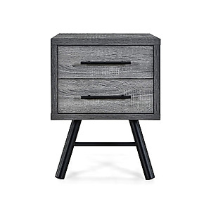 Christopher Knight Home Harrison Mid-Century Modern Nightstand, Sonoma Gray Oak + Black