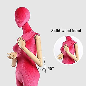 Mannequin Display Stand Dress Form Mannequin Body, Detachable Mannequin Realistic Display Mannequin Head Metal Base ( Color : Black ) (Red )