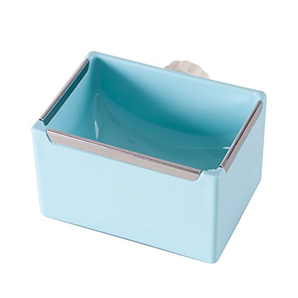 Cage Feeder Food & Water Hay Bowl Dish Bin Feeder, Small Animal Supplies for Rabbit Guinea Pig Chinchilla Hamster Ferret (Blue)