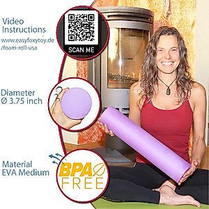 Easy FoxY ToY Small Medium Density EVA Foam Roller for Back & Leg Pain; Sore Muscle Recovery; Trigger Point Body Massage Roller Ø3.75"x18inch for Physical Therapy; Helps as Spine Cracker Stretcher