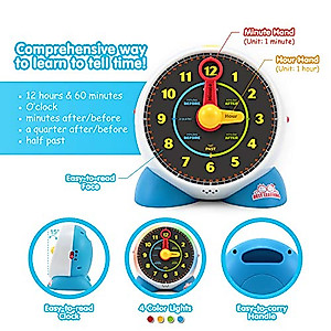 BEST LEARNING Learning Clock - Educational Talking Learn to Tell Time Teaching Light-Up Toy with Quiz and Music Sleep Mode - Toddlers & Kids Ages 3, 4, 5, 6 Years Old Boy and Girl Gift Present