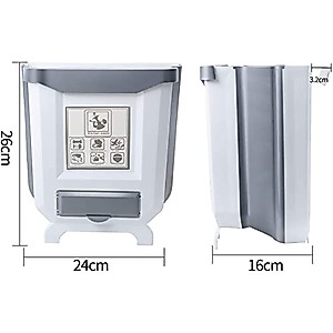 EWholesalers Hanging Kitchen Trash Can, 2.4 Gallon Plastic Folding Small Garbage bin, Collapsible Mini Hanging Waste Bin for Cabinet, Car, Bedroom, Bathroom, Kitchen, and Office. (White)