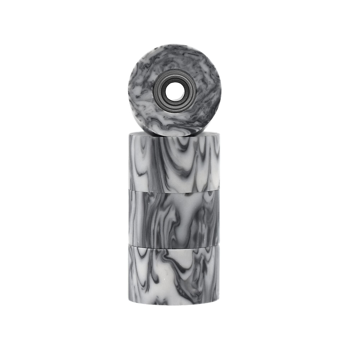 Teak Tuning Apex 61D Urethane Fingerboard Wheels - Cruiser Style, Bowl Shaped, 8.7mm Diameter - ABEC-9 Stealth Bearings - Made in The USA - Grey & White Swirl Colorway