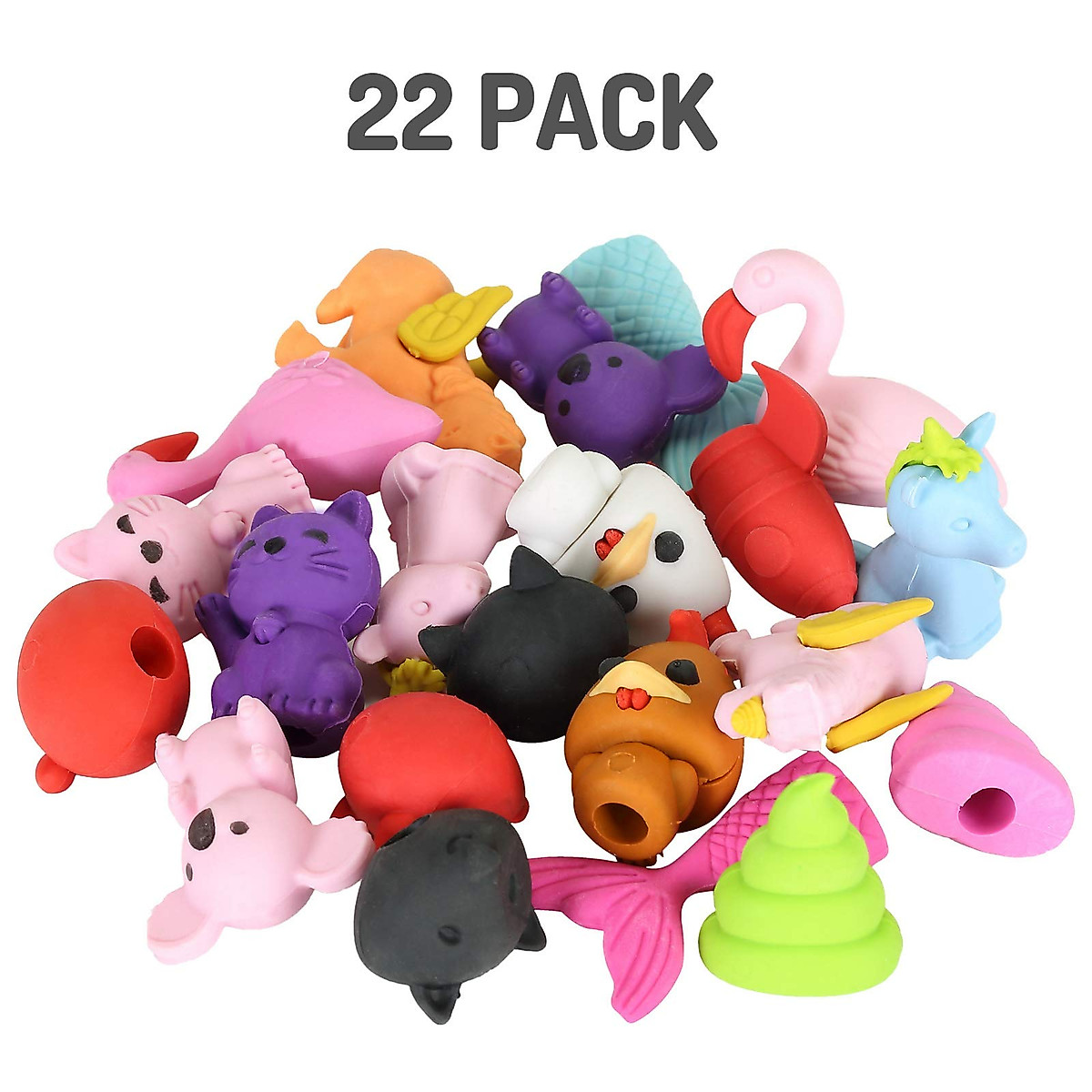 Mr. Pen- Animal Topper Erasers, 22 Pack, 8 Pack Take Apart Animal Erasers, Pencil Toppers, Pencil Erasers Toppers for Kids, Eraser Tops, Cap Erasers for Pencils, Fun Erasers Kids, Easter Egg Fillers