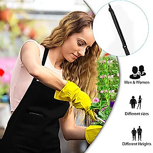Aettechgd 2 Pack Chefs Apron for Women Men With Pockets, Top-notch Black Bib Aprons Water & Oil Resistant, Premium Adjustable Kitchen Aprons for Kitchen, Crafting, BBQ, Drawing, Cooking and More
