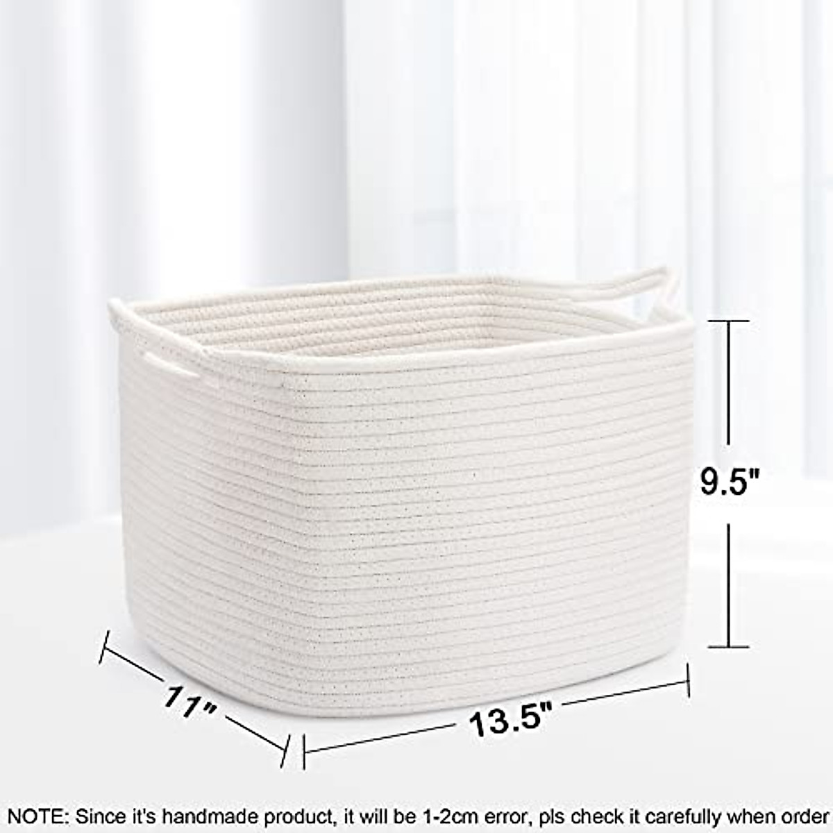 ABenkle Storage Basket, Rope Basket, Dog Toy Basket, Woven Basket, Small Blanket Basket, White Basket, Clothes Basket, Towel Basket, Decorative Boho Gift Basket for Shelf Closet Bathroom Organizer