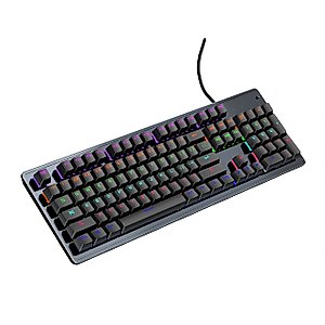 Chuang Gaming KU20 Mechnical Gaming Keyboard, RGB Backlit Wired Keyboard with Blue Switches & ABS Keycaps, Splash-Proof Function with Ergonomic Design, Black