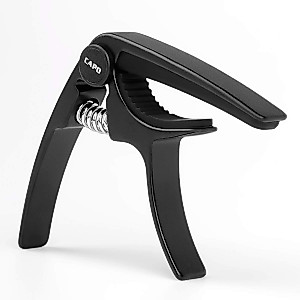 UKULELE CAPO - 4 String for Soprano, Concert Ukulele Zinc Alloy Professional Capo Lightweight Feeling with 2pack Ukulele Felt Picks (Black)