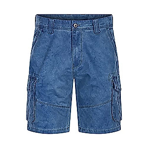 Men's Casual Denim Short Plus Size Casual Loose Fit Short Cargo Jean Pants Hip Hop Work Short Jeans With Pockets (Blue,38)