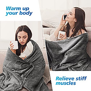 MSDUNOVR Heated Blanket Throw 50"X60", Soft Electric Blanket with 6 Heating Levels, ETL&FCC Certification, Over-Heat Protect, Machine Washable, for Home Office Use(Grey)