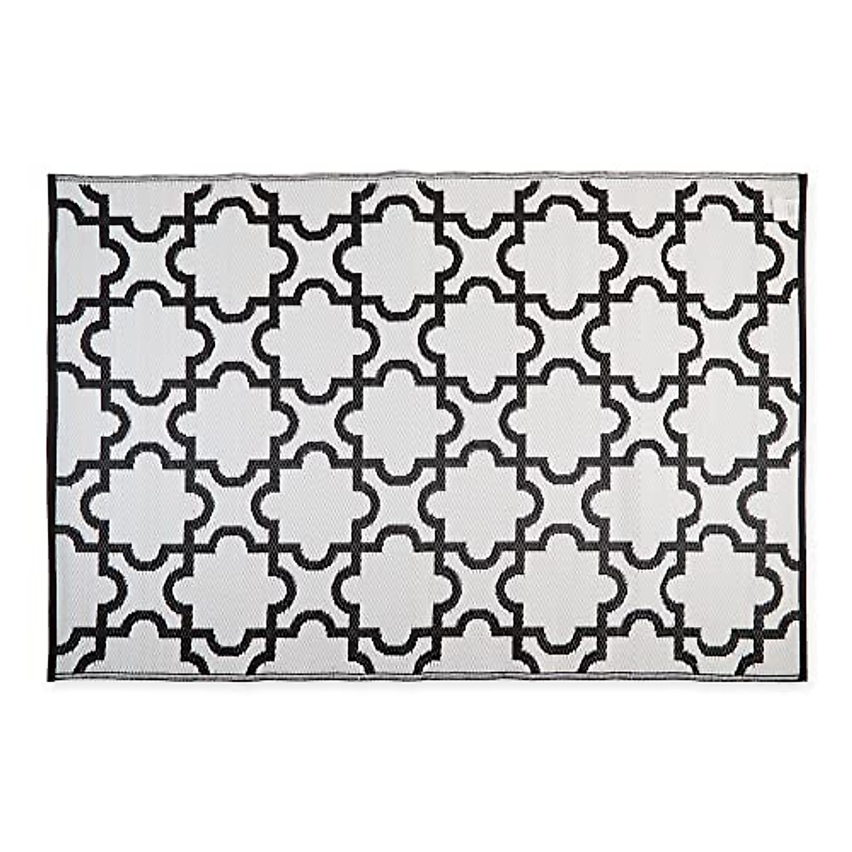 DII Reversible Outdoor Lattice Woven Rug, 4x6 Ft, Black