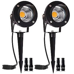 ELEGLO 18W Low Voltage Landscape Lighting LED Spotlight Outdoor 12V~24V AC/DC Waterproof Landscape Lights Spot Lights for Yard with Spiked Stake Warm White Flag Light Garden Decorative Lamp (2 Pack)