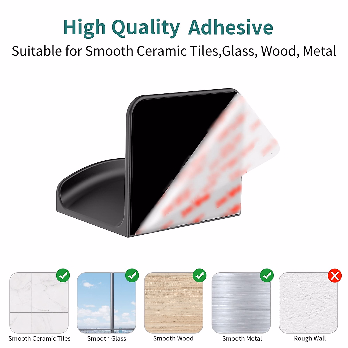 HomeMount Headphone Stand Headset Holder - Adhesive Gaming Headphone Hanger Hook Desk Mount for Most Headphone & Controller (Black)