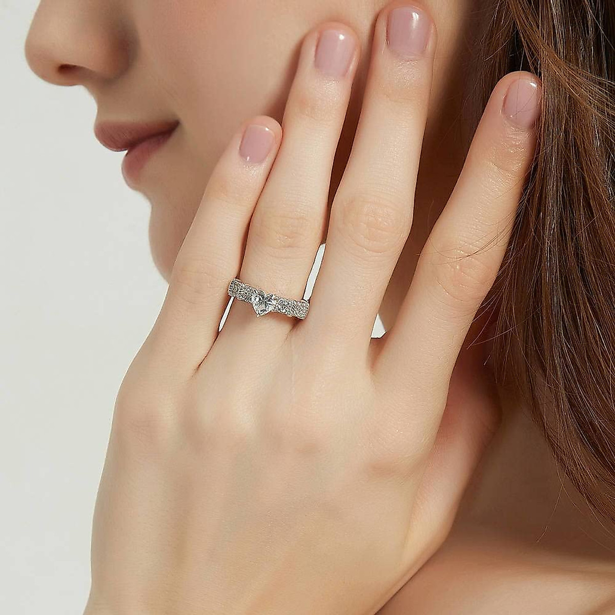 BERRICLE Sterling Silver Solitaire Wedding Engagement Rings 0.7 Carat Cubic Zirconia CZ Heart Ring for Women, Rhodium Plated Size 6