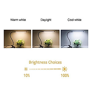 LED Desk Lamp Dimmable Eye Care Reading Light 3 Color Changing 10-Level Brightness Mental Flex Clamp Lamp Clip On Light LED Table Light (Black)