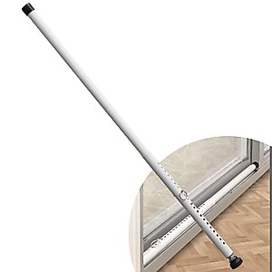 DIIG Sliding Door Security Bar，17.7-50.5inch Adjustable Locking Window Safety Bar with Rubber Tips,Diameter 1inch Window Security Bar for Home Apartment （White）