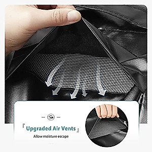 SHINESTAR Durable Round Fire Pit Cover for 22-32 Inch Fire Pit - Waterproof and Windproof, with Straps and Built-in Vents, 32 Dia x 13.5 H, Black