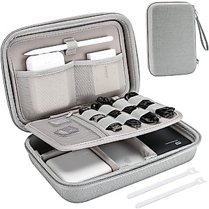 ProCase Hard Travel Electronic Organizer Case for MacBook Power Adapter Chargers Cables Power Bank Apple Magic Mouse Apple Pencil USB Flash Disk SD Card Small Portable Accessories Bag -L, Grey