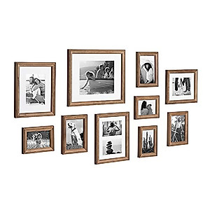Kate and Laurel Bordeaux Gallery Wall Frame Kit, Set of 10 with Assorted Size Frames in Natural Rustic Finish