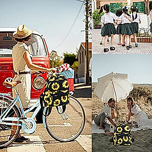 LEDAOU Mini Backpack Set Girls Fashion bookbags with Purse wallet backpack wallet set for Women Teens School Travel Bag (Black sunflower)