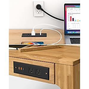 18W USB C Recessed Power Strip,Mountable Desk Outlet with 2 Outlets 3 USB Ports,Desktop Charging Station for Furniture Nightstand Side Table End Table,ETL Listed,White