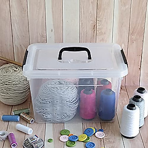 Zopnny 6-Pack 10 L Plastic Latching Box with Lid, Clear Storage Boxes Container