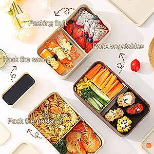 ArderLive Stackable Lunch Bento Box with Bag and Utensils, Microwave Safe, BPA-Free Eco-Friendly Lunch Containers for Adults Japanese, Orange Denim Bag with Bonus Dip Container