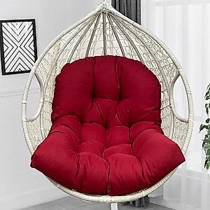 DISXENT Waterproof Hanging Egg Chair Cushion Outdor/Indoor,35''×47'' UV-Resistant Thickened Basket Swing Chair Cushion,Soft Egg Seat Pads for Garden Patio Furniture (burgundy)