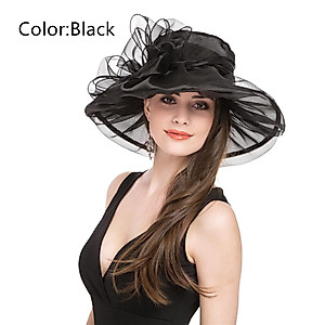 SAFERIN Women's Organza Church Kentucky Derby Fascinator Bridal Tea Party Wedding Hat(GZ-Beige Dot)